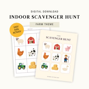 Indoor Scavenger Hunt | Farm Theme | Easy Kids Activity - Etsy