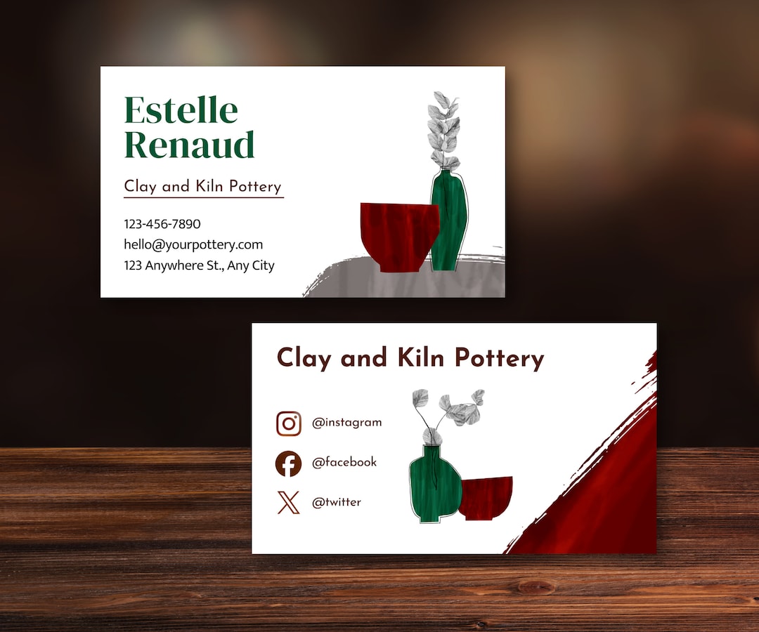 Pottery Themed Business Card Template, Elegant Pottery Minimalist ...