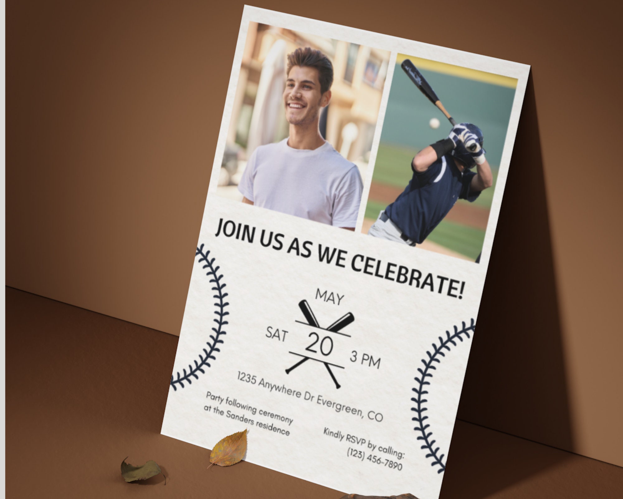 Baseball Theme Graduation Invite, Editable Template, Sports Theme ...