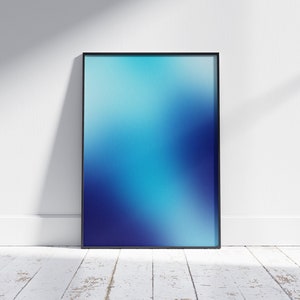 Blue Gradient Aura Poster Blue Gradient Wall Art Blue Grainy Gradient ...