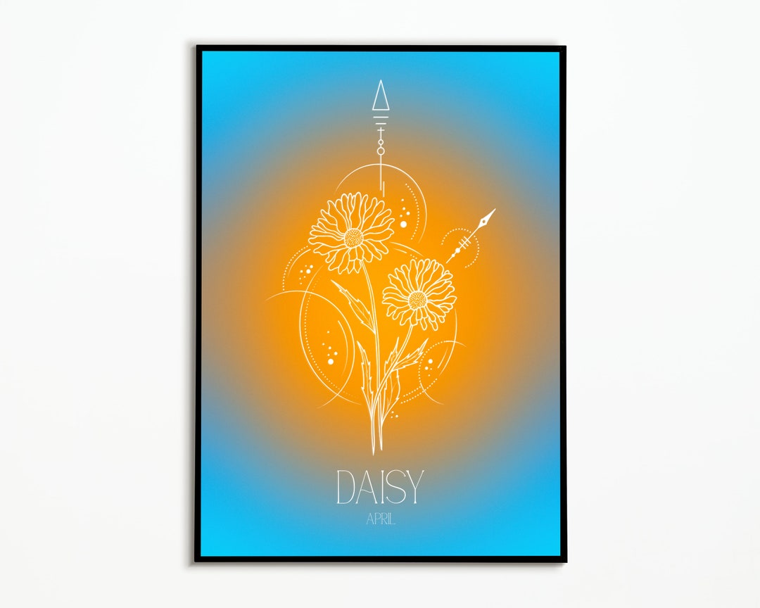 Daisy Birth Flower Poster Daisy April Birth Flower Wall Art Daisy Print ...