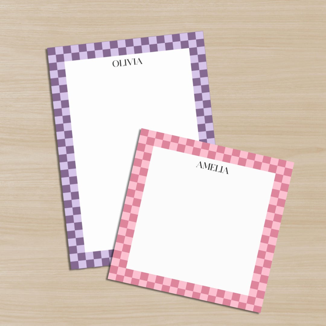 Monochrome Checker Border Sticky Note Pad Custom Memo Desk Notepad ...