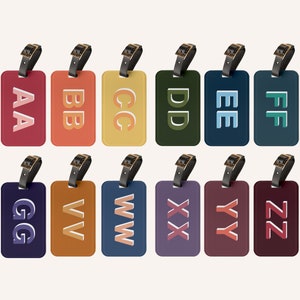 Vibrant Initial Luggage Tag Shadow Block Monogram Suitcase Tag ...