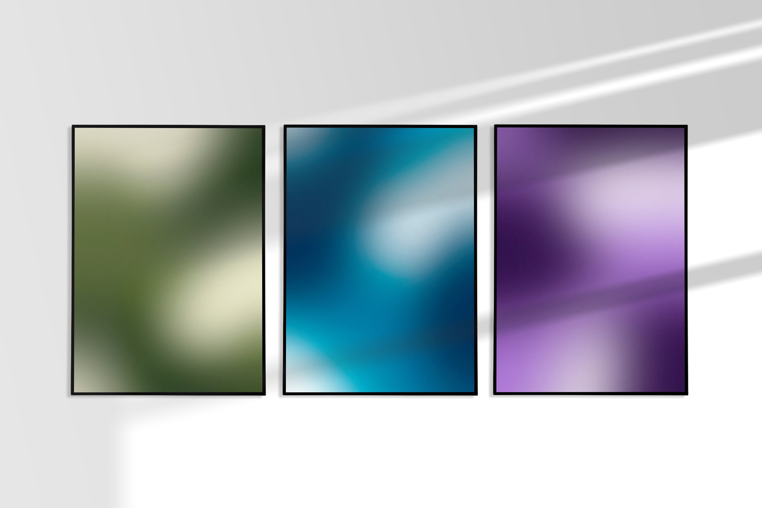 Green Blue Purple Gradient Printable Set of 3 Gradient Aura Poster ...