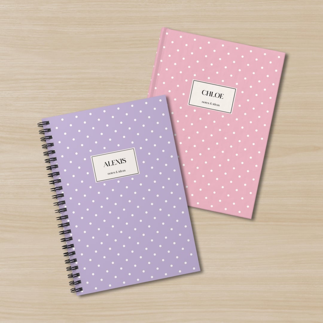 Pastel Polka Dots Notebook Custom Name Lined Workbook Aesthetic Dotted ...