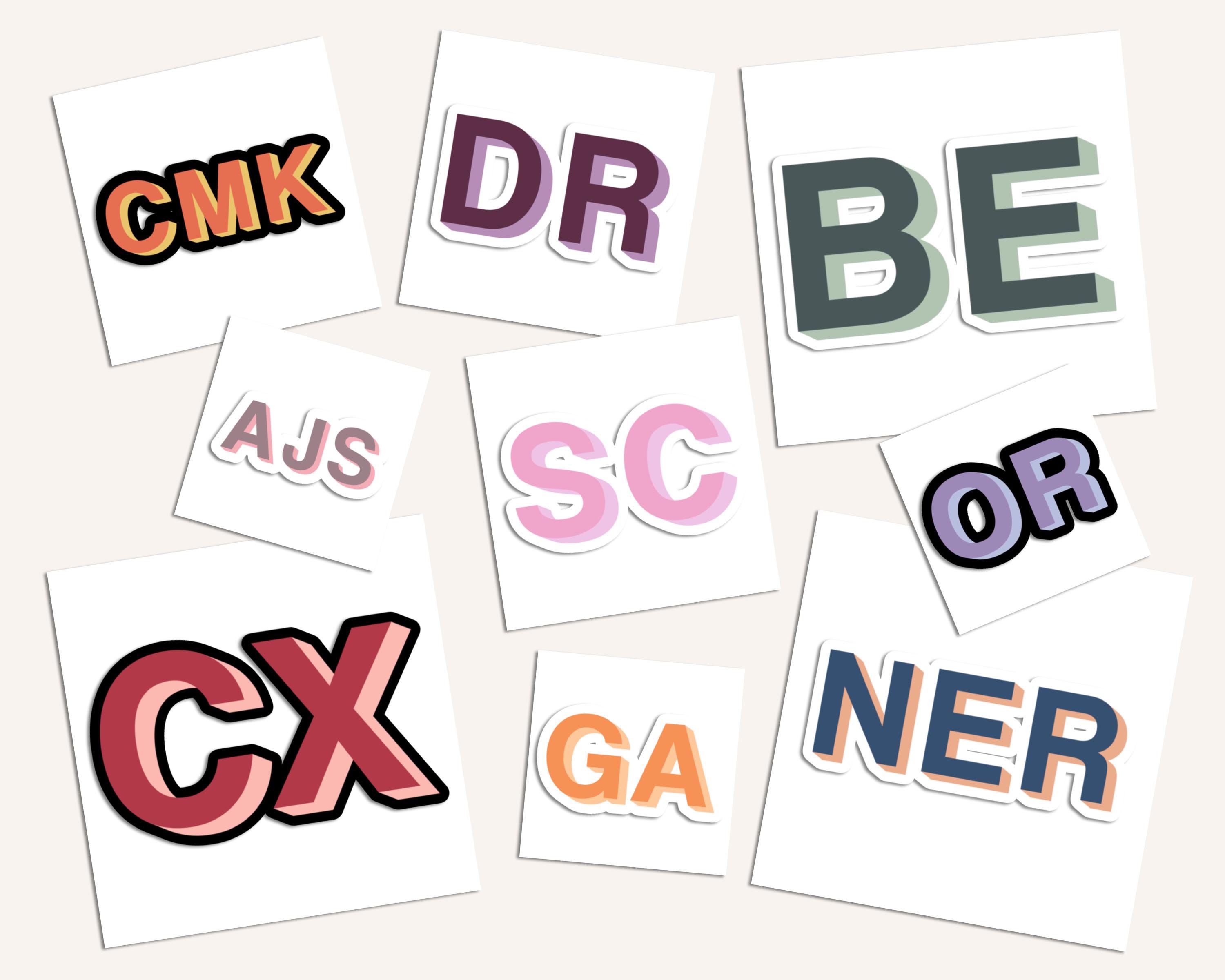 Shadow Block Vinyl Sticker Custom Monogram Vinyl Decal Personalized ...