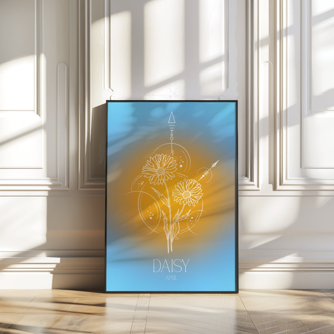 Daisy Birth Flower Poster, April Birth Flower, Daisy Print, Daisy Line ...