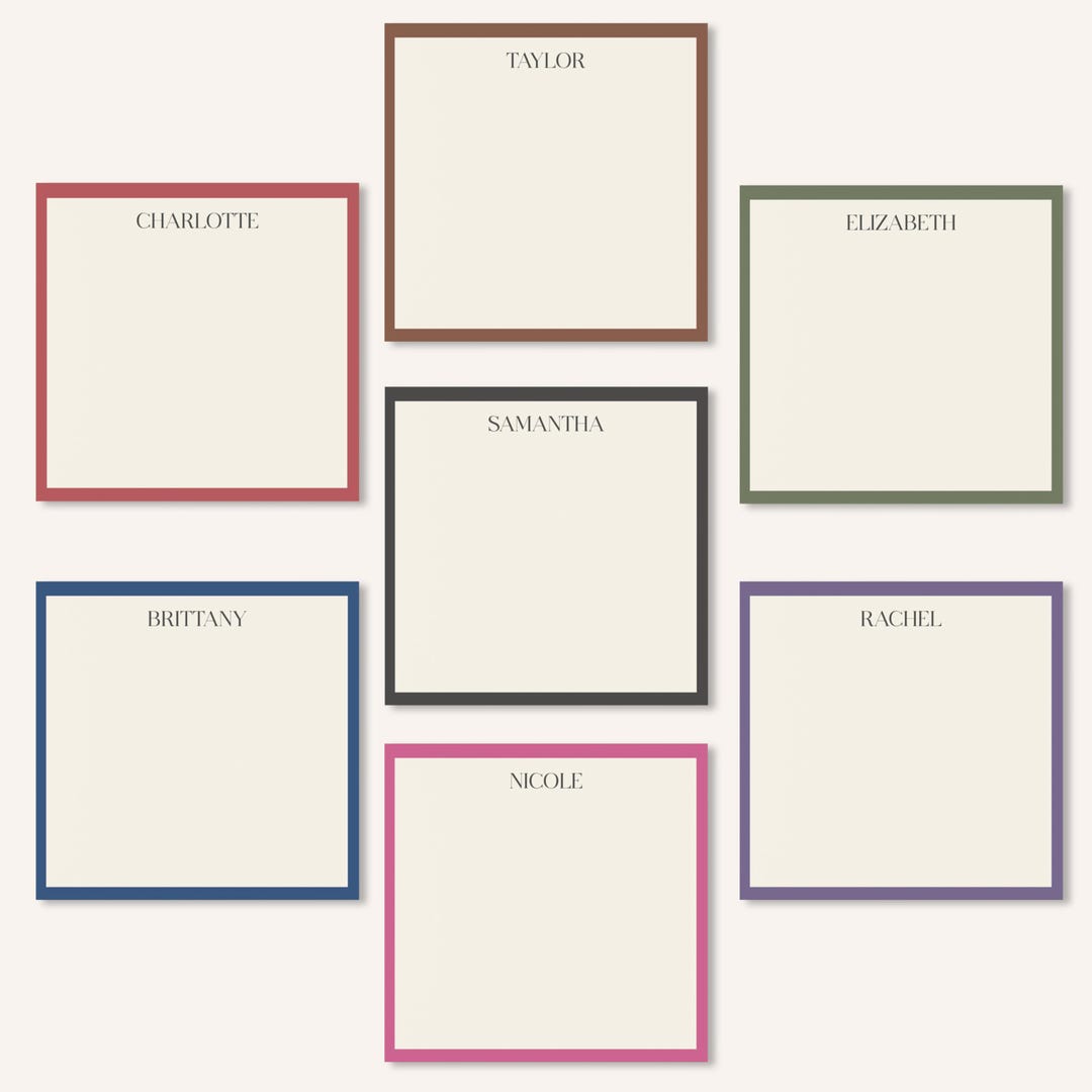 Minimalist Post It Note, Custom Name Sticky Notepad, Vibrant Color ...