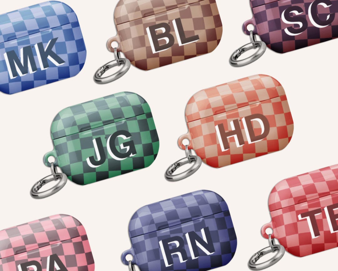 Wavy Checkerboard Shadow Block Initial AirPod Case Checker Wave ...