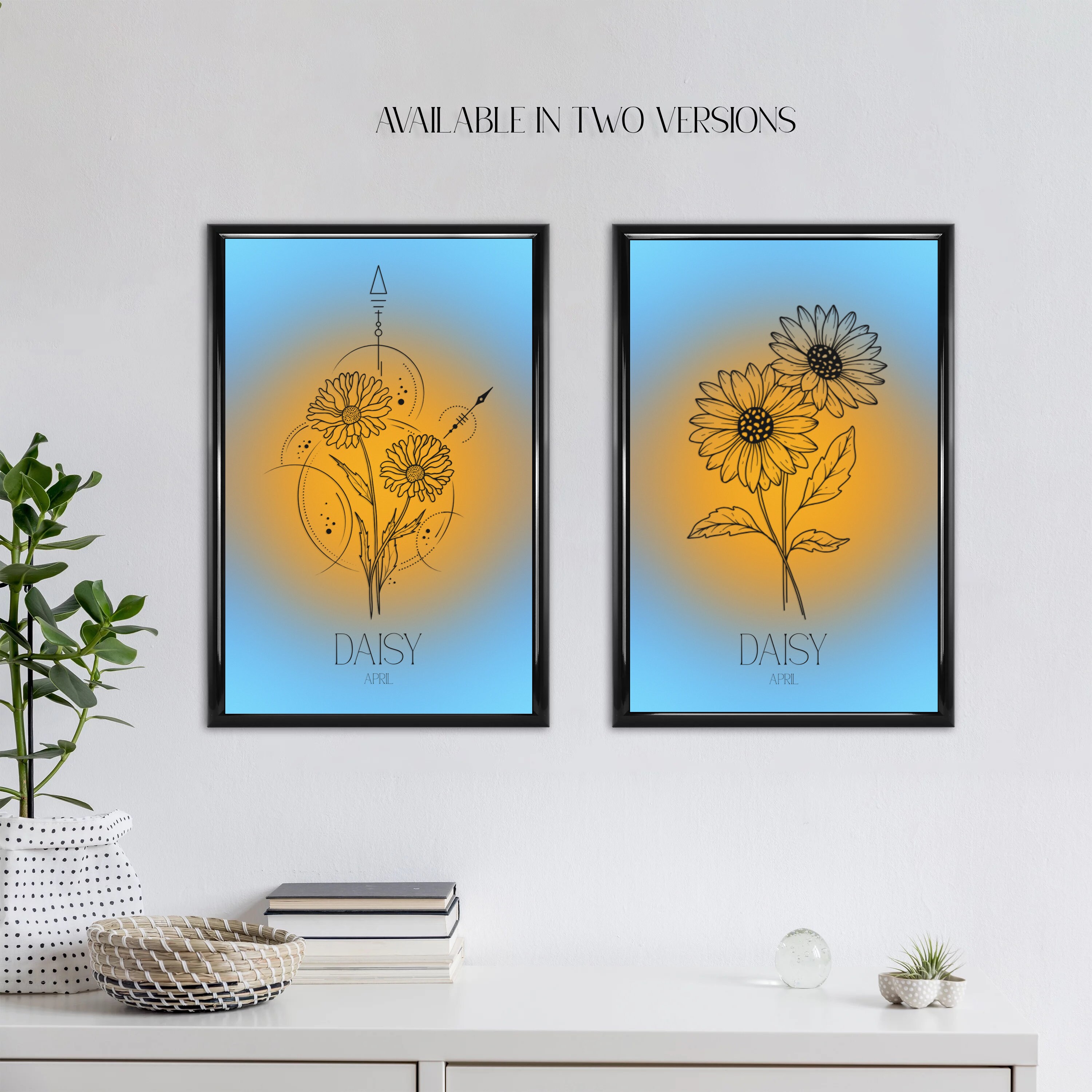 Daisy Birth Flower Poster, April Birth Flower, Daisy Print, Birth Flower Wall Art, Daisy Aura ...