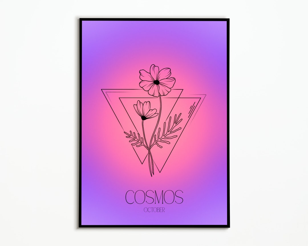 Cosmos Birth Flower Poster, October Birth Flower, Cosmos Print, Birth ...