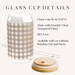 Gingham Glass Cup, Preppy Glass Tumbler, Pastel Gingham Ice Coffee Cup ...