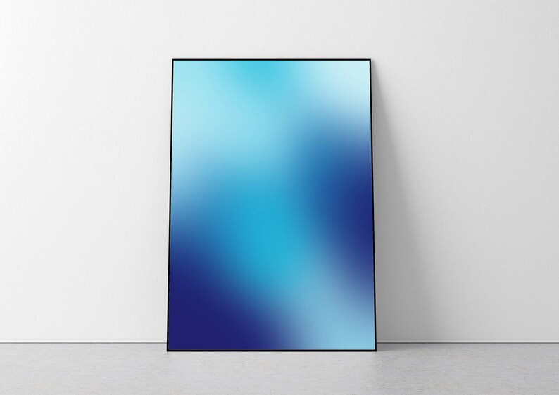 Blue Gradient Aura Poster, Blue Aura Print, Gradient Poster, Abstract ...