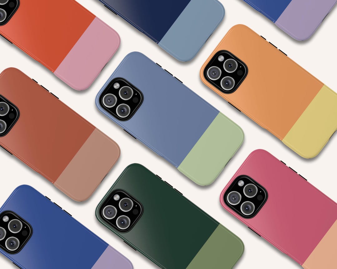 Color Block Phone Case, Vibrant Tough Phone Cover Gift, Modern Magsafe ...