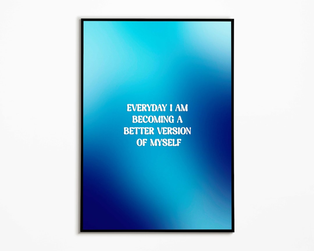 Positive Affirmation Blue Gradient Aura Poster Word of Affirmation Blue ...
