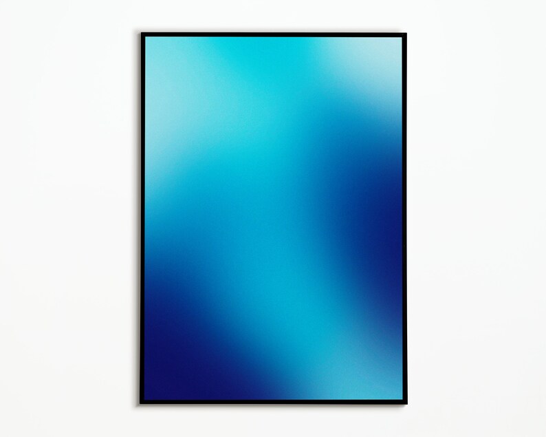 Blue Gradient Aura Poster Blue Gradient Wall Art Blue Grainy Gradient ...