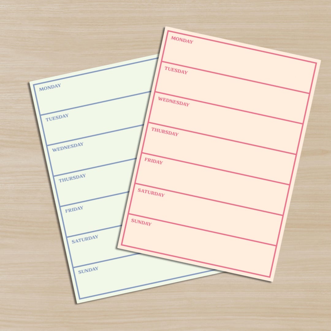 Colorful Weekly Schedule Tracker Sticky Note Pad Minimalist Weekly to ...