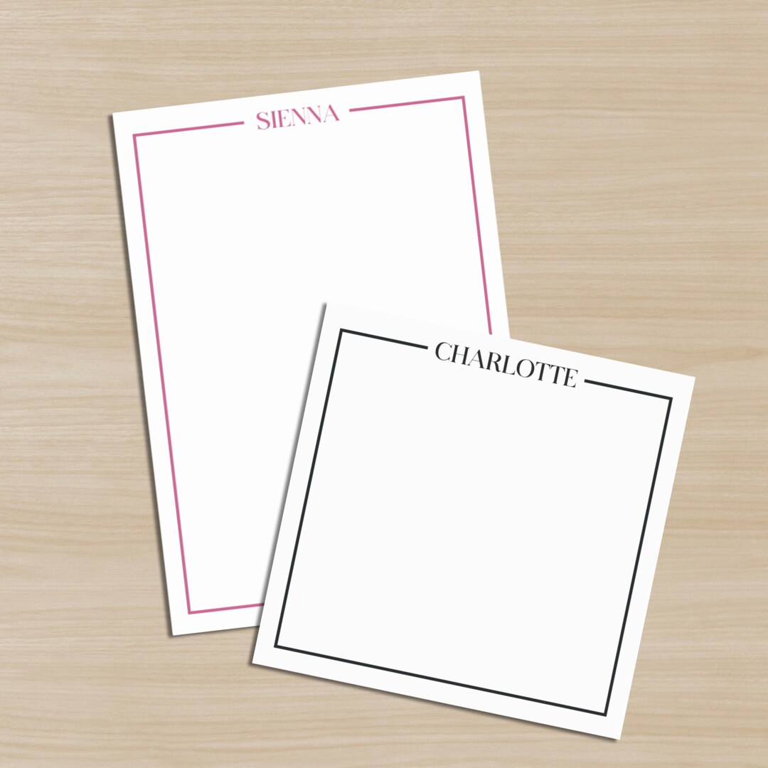 Minimalist Line Border Sticky Note Pad Custom Name Reminder Memo Pad ...