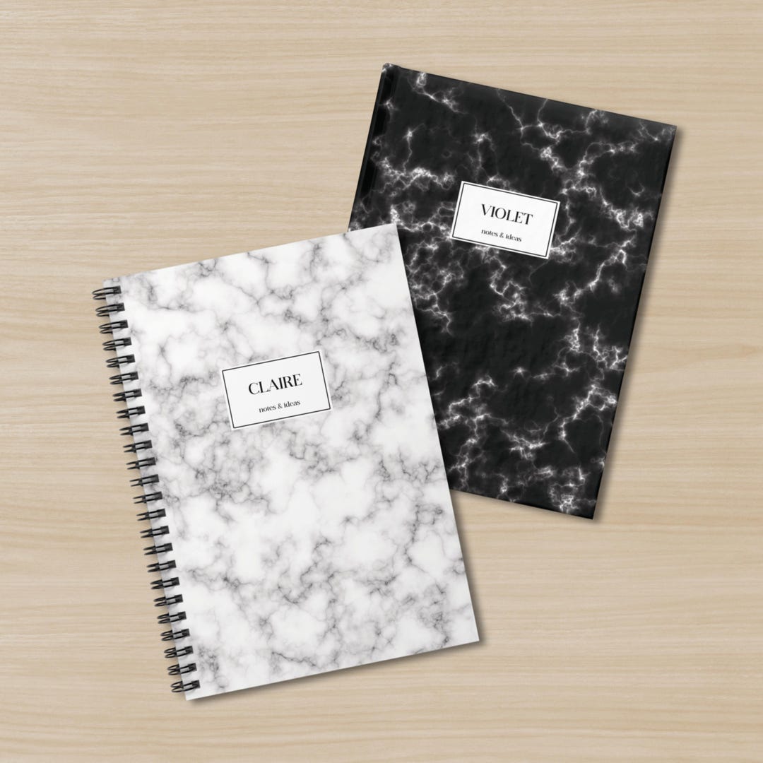 Custom Name Marble Spiral Notebook With Lined Pages Abstract Cloud ...