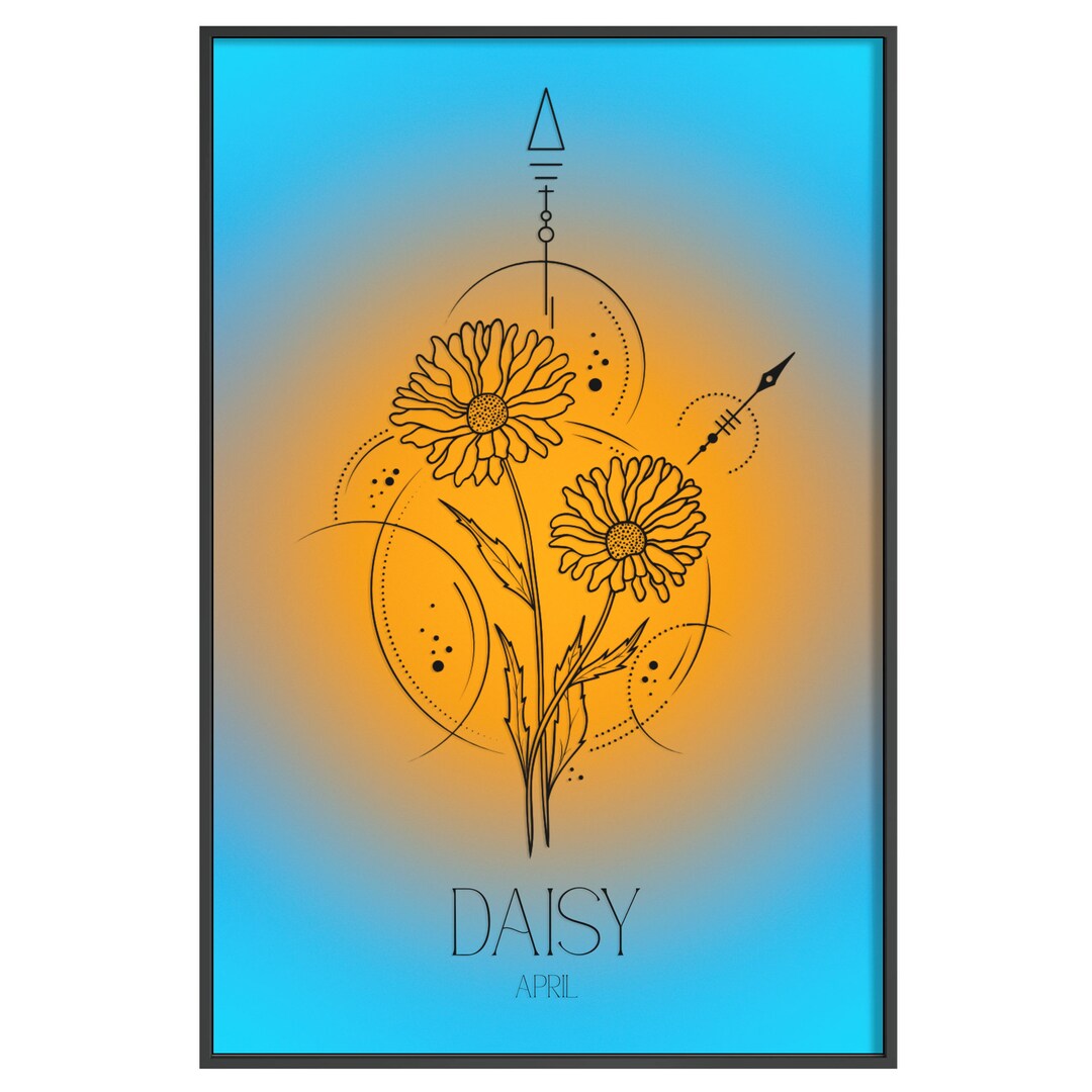 Daisy Birth Flower Poster, April Birth Flower, Daisy Print, Birth Flower Wall Art, Daisy Aura ...