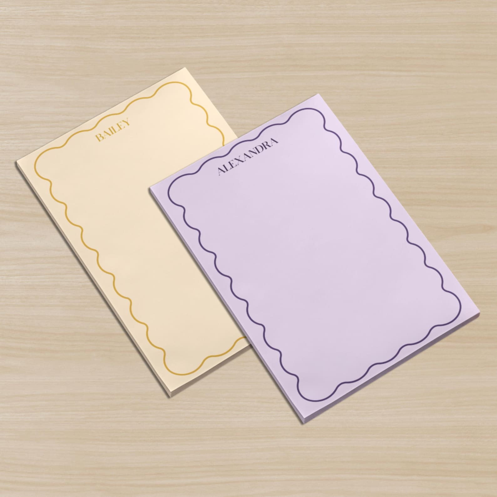Cute Pastel Scallop Border Sticky Note Pad Custom Name Memo Notepad ...