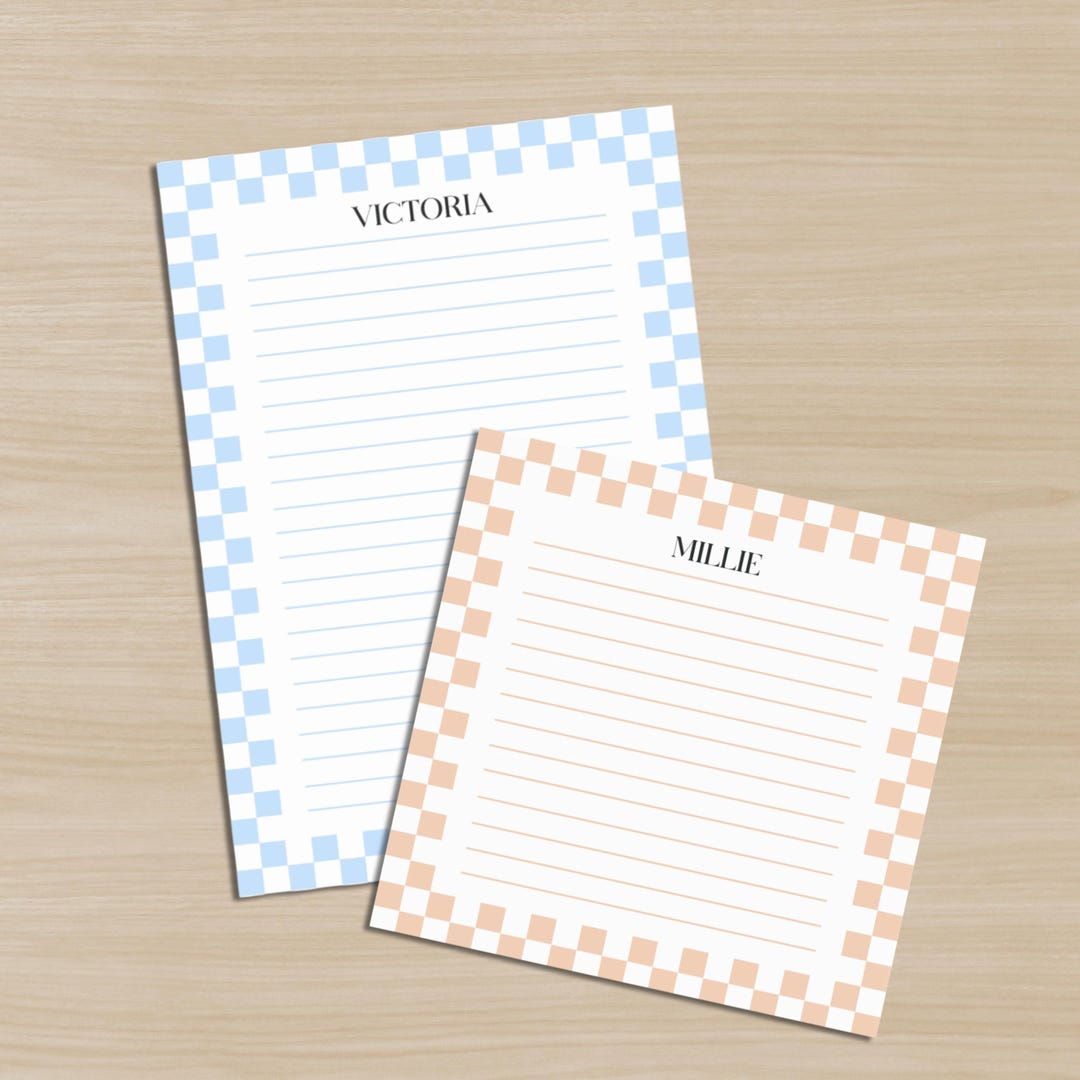 Pastel Checker Border Sticky Notepad Custom Name to Do List Memo Pad ...