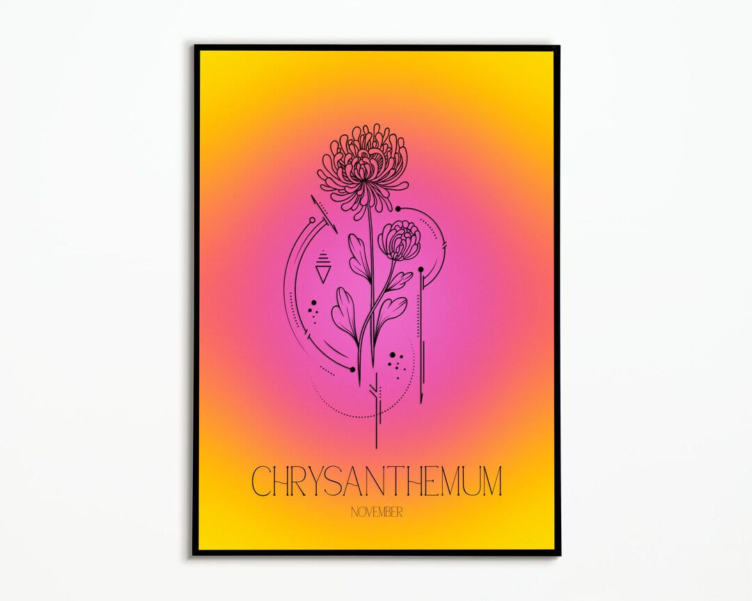Chrysanthemum Birth Flower Poster, November Birth Flower, Chrysanthemum ...