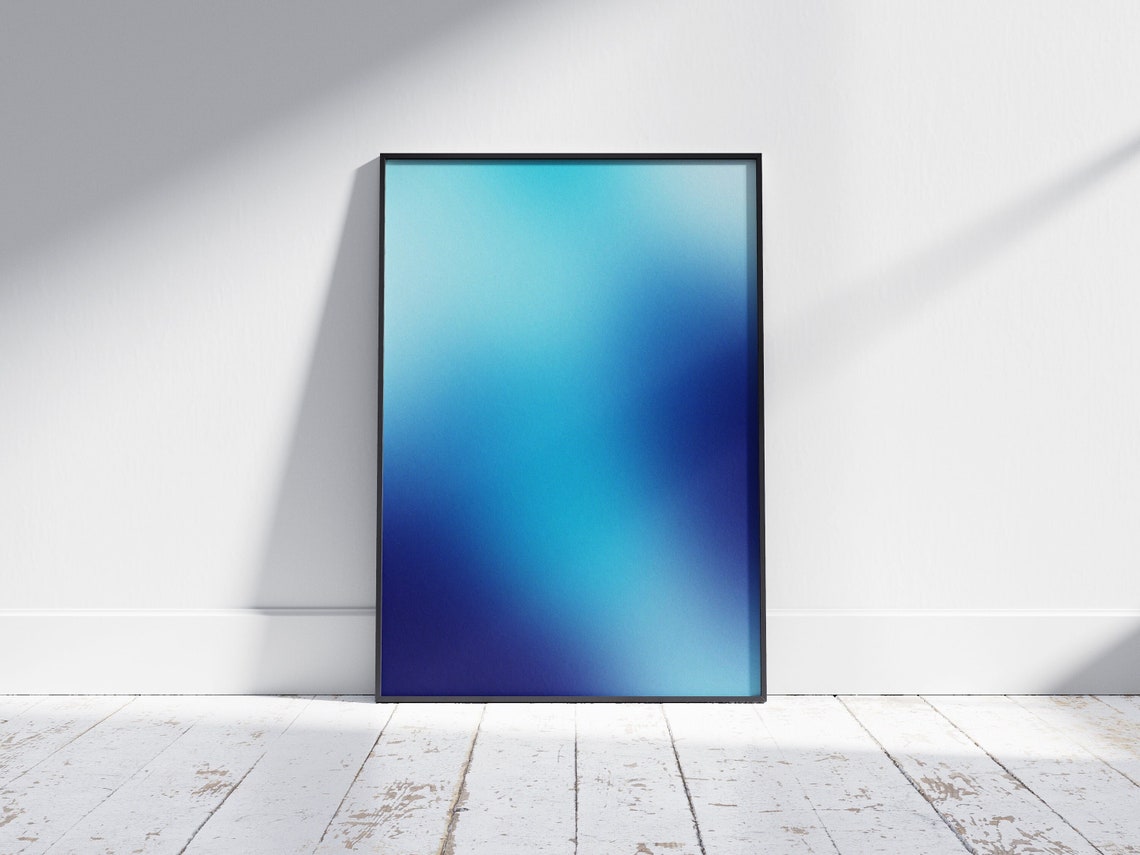 Blue Gradient Aura Poster Blue Gradient Wall Art Blue Grainy Gradient ...