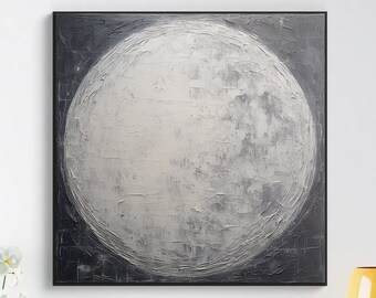 Moon Landscape, 100% Hand Painted, Textured Painting, Acrylic Abstract ...