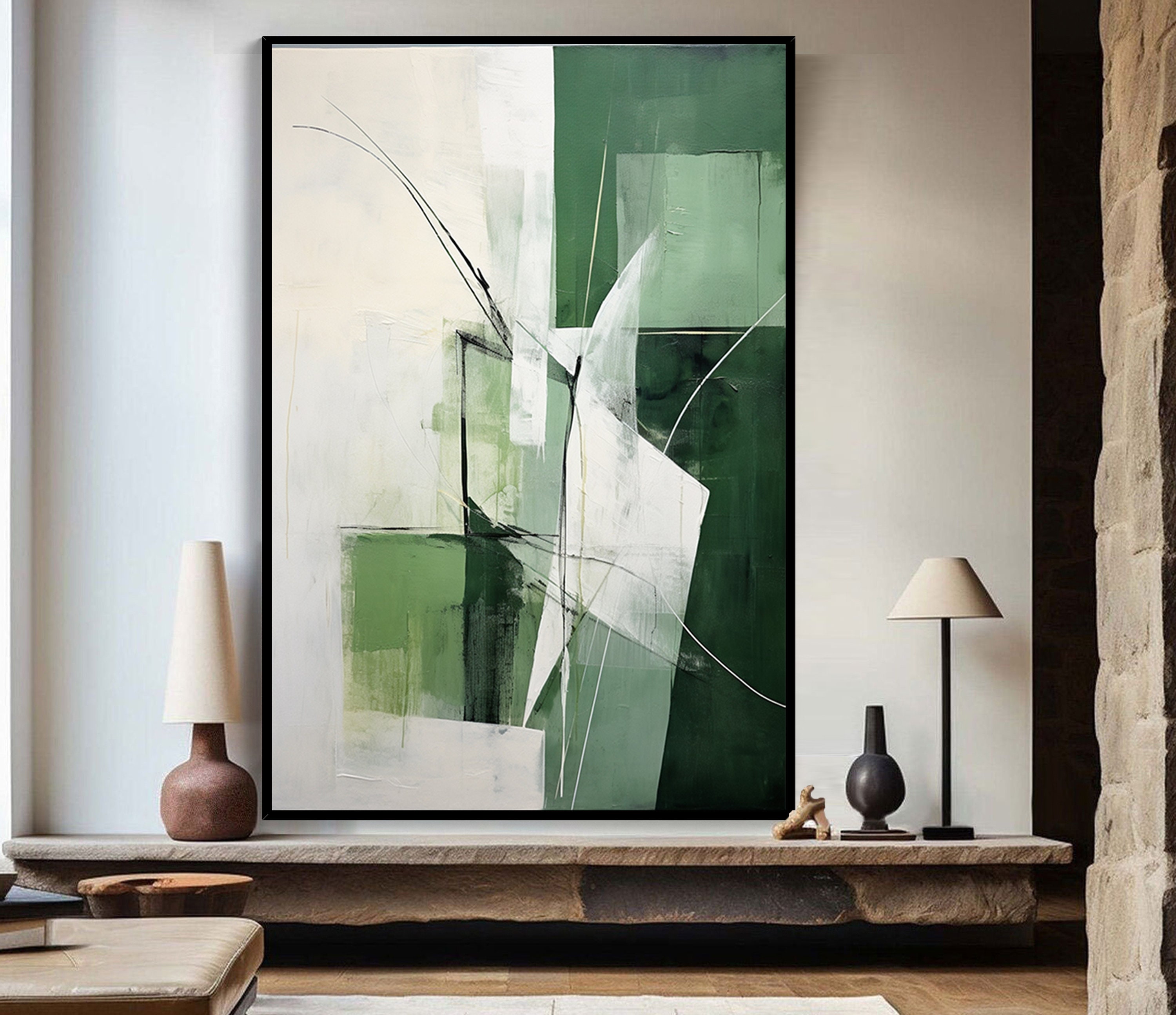 Original Green Abstract Art Modern Green Texture Painting Large Green ...