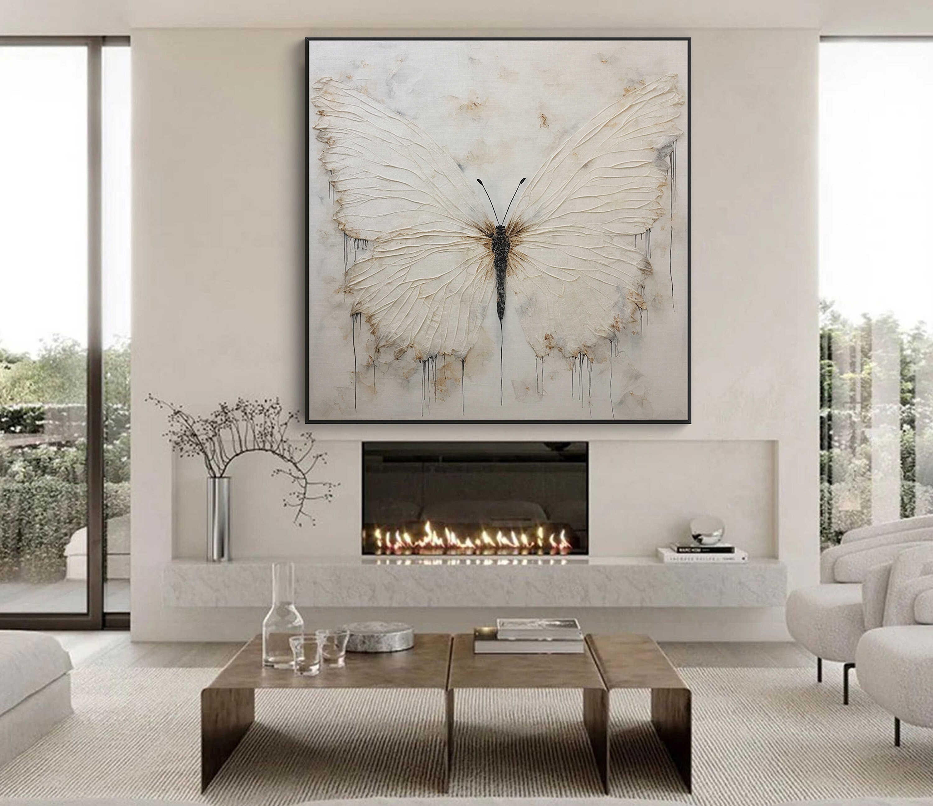 Monarch Butterfly Abstract Original Texture Oil Painting on Canvas ...