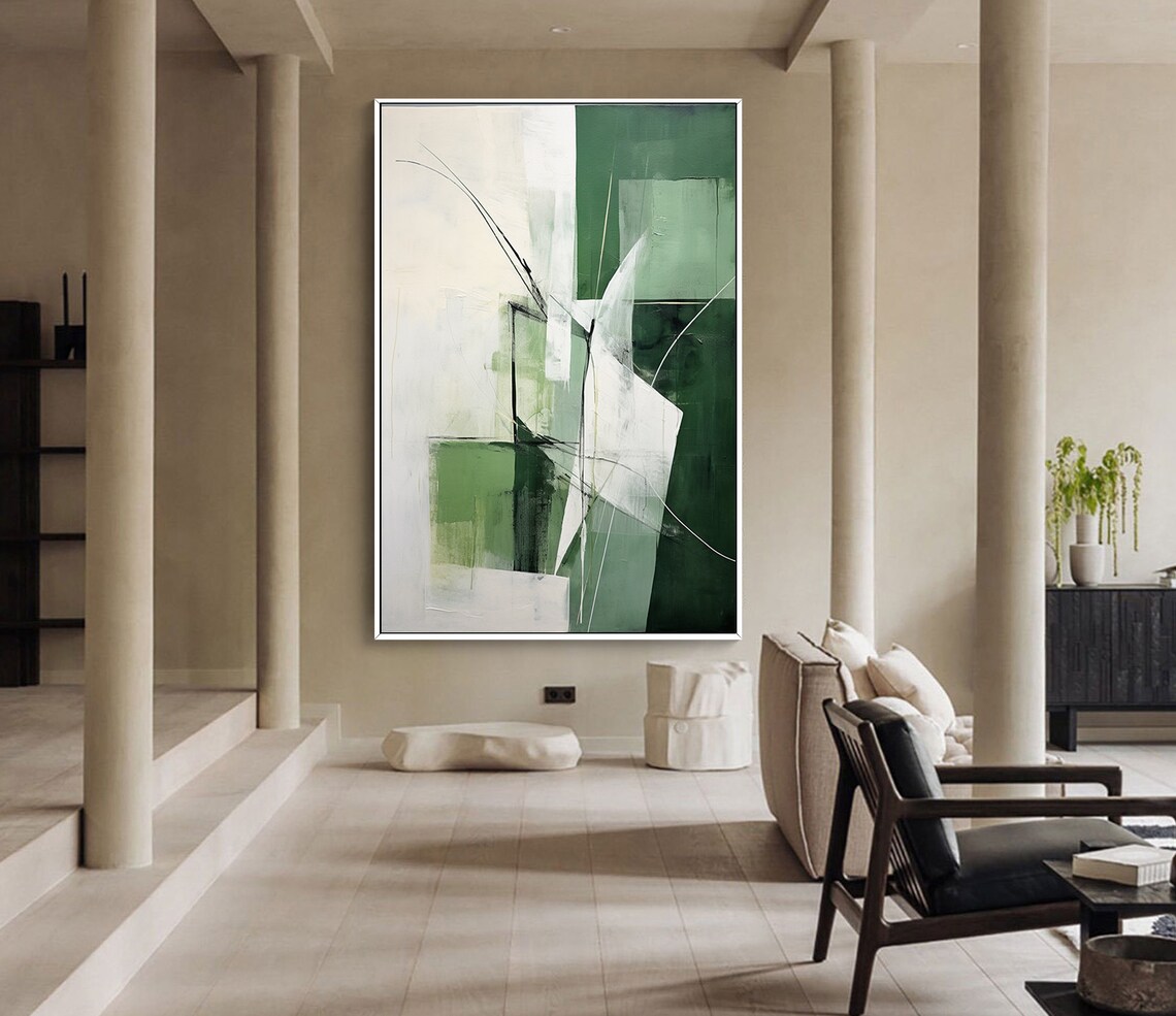 Original Green Abstract Art Modern Green Texture Painting Large Green ...