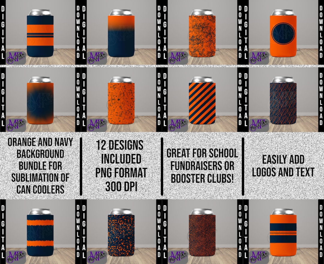 Orange and Blue Backgrounds for Sublimation of Can Coolers - Bundle of ...