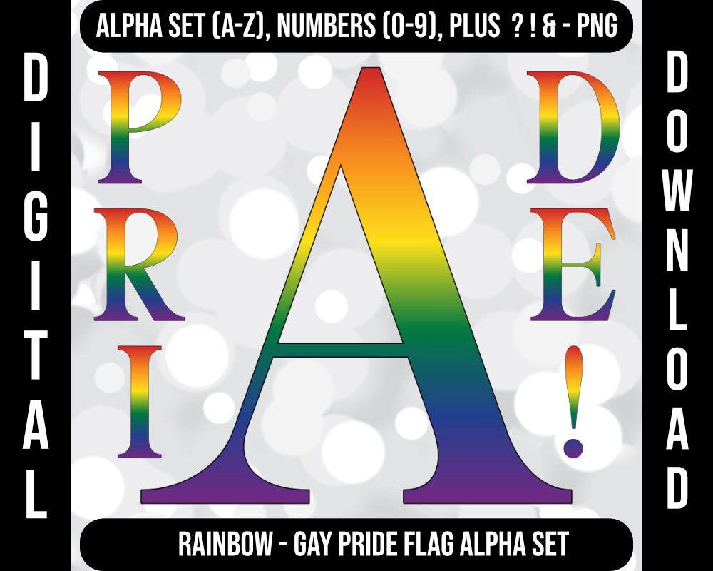 Rainbow Pride Flag Alphabet Set Rainbow Letters Clipart Gay Pride Flag ...