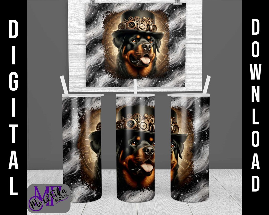 Steampunk Rottweiler Sublimation PNG for Tumblers - Steampunk ...