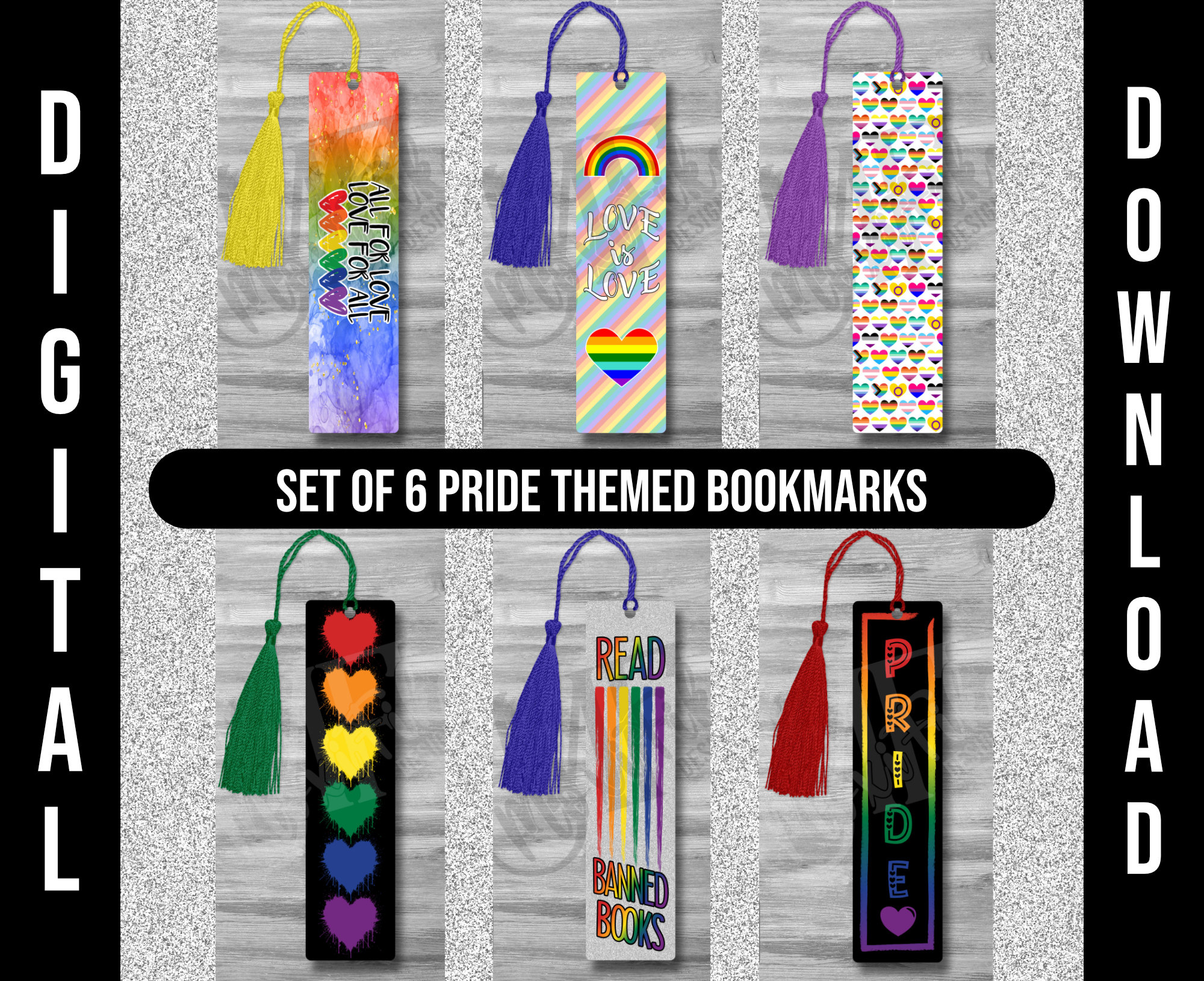 Pride Bookmark Designs for Sublimation Pride Bookmark Bundle Pride ...