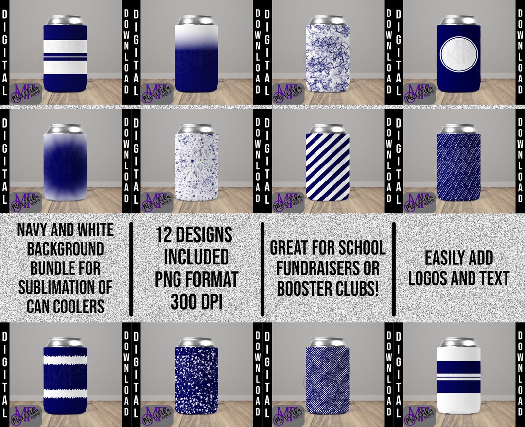 Navy Blue and White Backgrounds for Sublimation of Can Coolers - Bundle ...