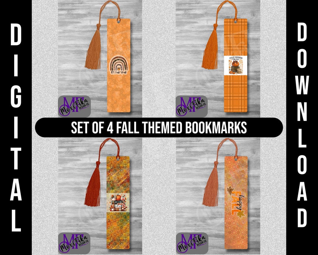 Fall Themed Bookmark Designs for Sublimation - Fall Bookmark Bundle ...