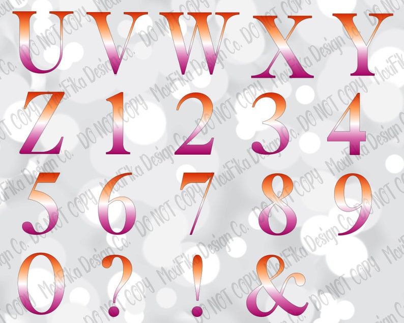 Lesbian Pride Flag Alphabet Set Lesbian Letters Clipart Lesbian Flag ...