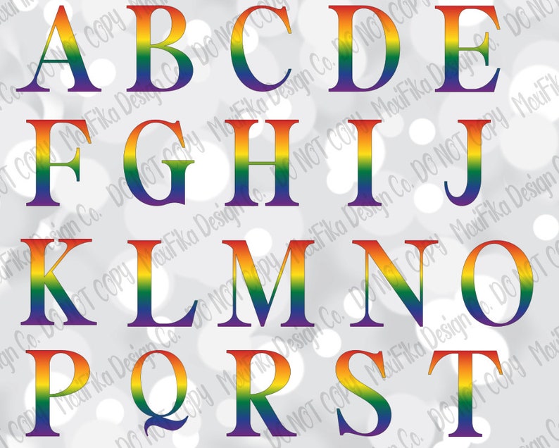 Rainbow Pride Flag Alphabet Set - Rainbow Letters Clipart - Gay Pride ...
