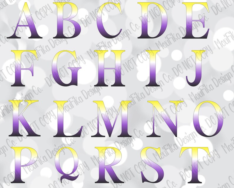 Nonbinary Pride Flag Alphabet Set - Nonbinary Letters Clipart ...
