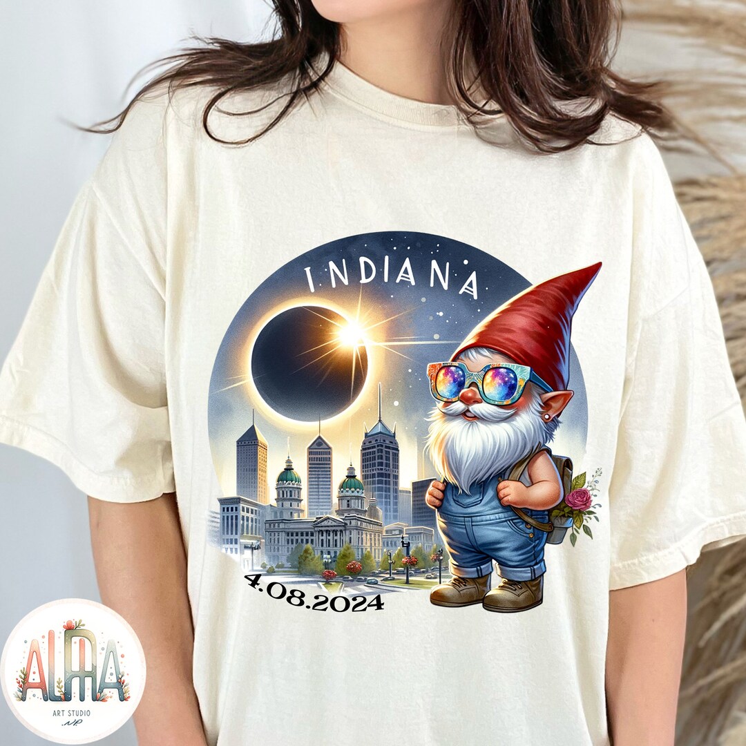 2024 Solar Eclipse INDIANA Gnome Watercolor Png,digital Download ...