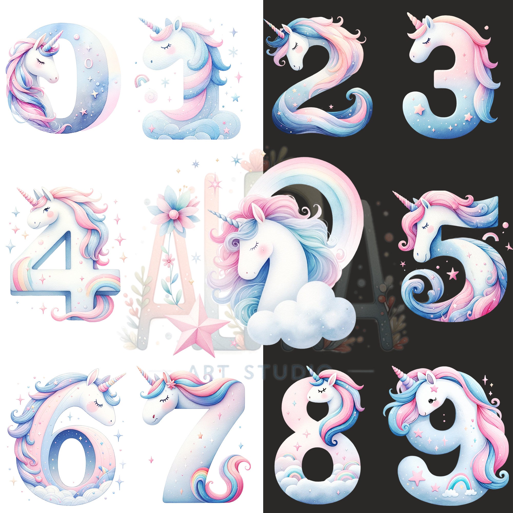 Watercolor Cute Unicorn Alphabet Clipart Png,doodle Letters Alphabet ...