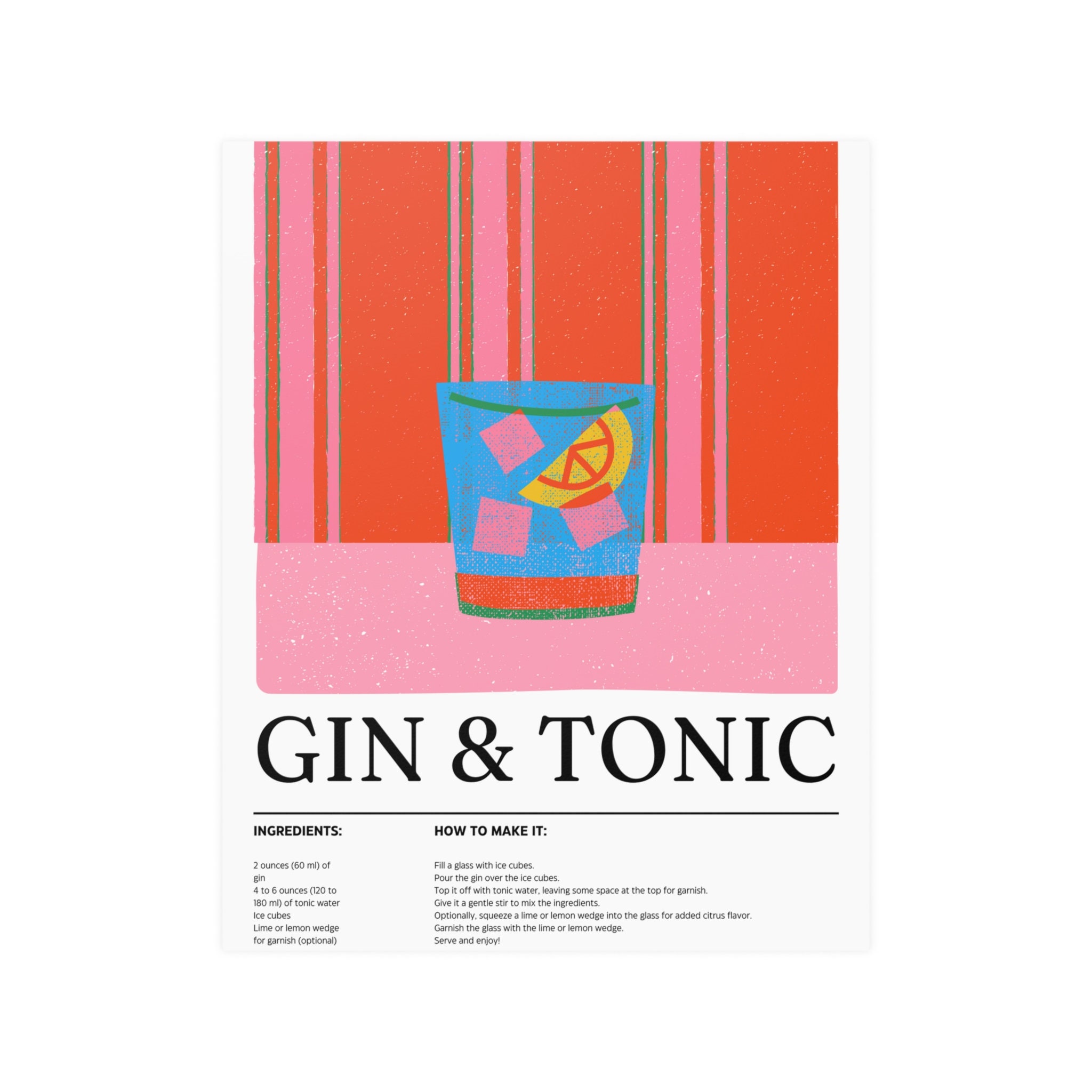 Gin and Tonic Poster / Kitchen Poster / Retro Poster / Print Poster ...