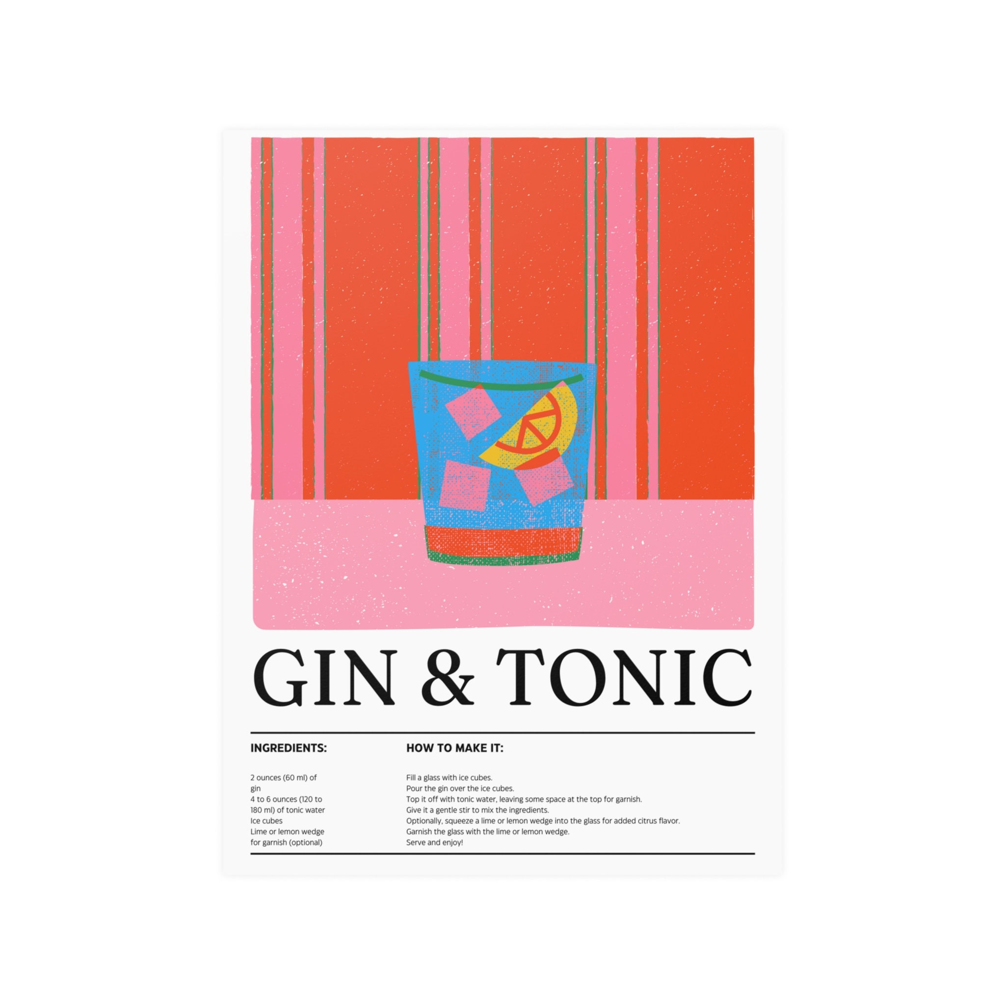 Gin and Tonic Poster / Kitchen Poster / Retro Poster / Print Poster ...