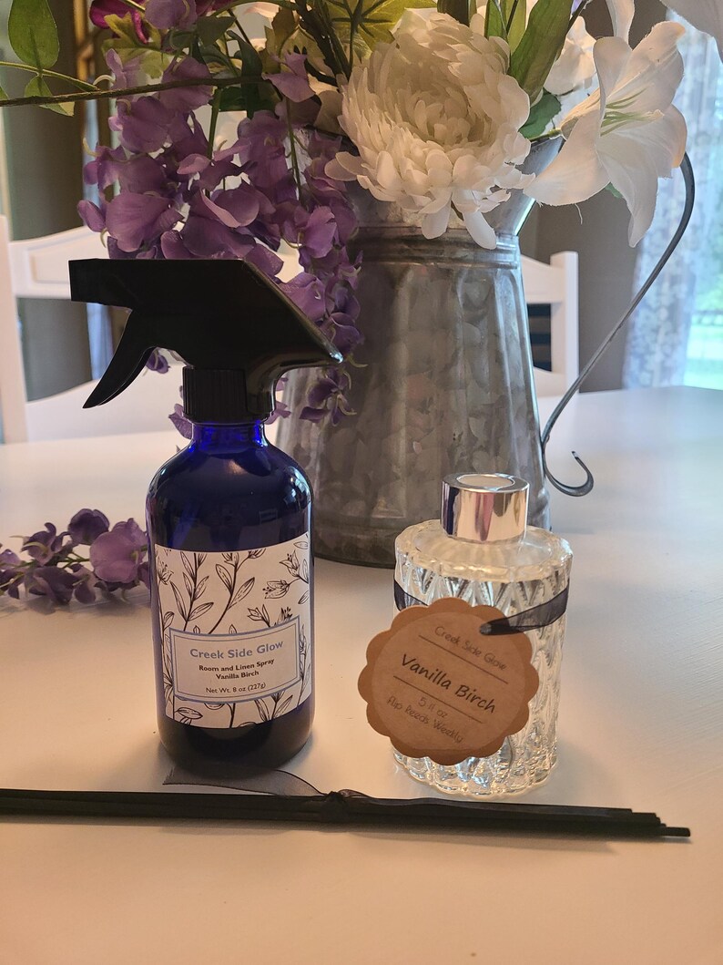 Decorative Glass Reed Diffuser and Room and Linen Spray in Vanilla ...