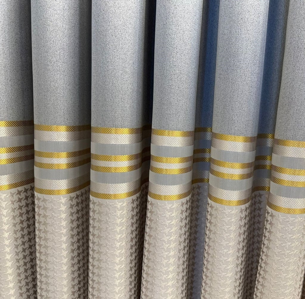 Luxurious Gray and Gold Curtains, Elegant Living Room Curtains, Curtain ...