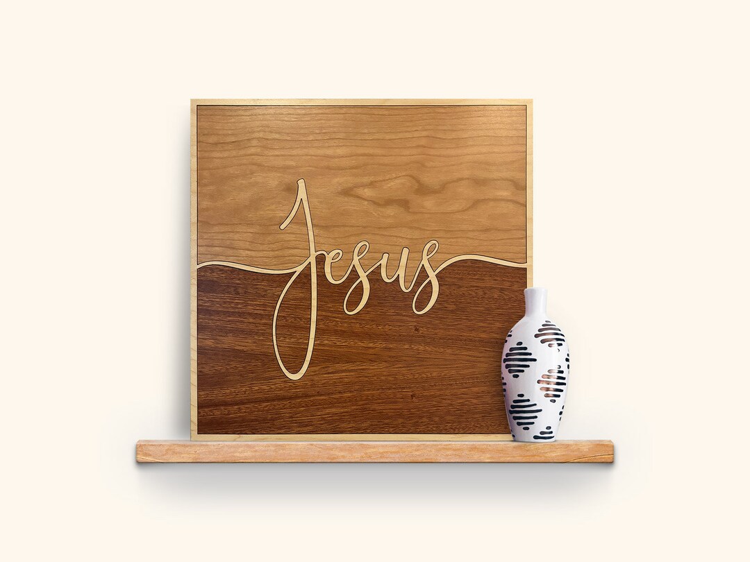 Jesus Name Wood Inlay Sign: Christian Home Decor (11.5" X 11.5") - Etsy