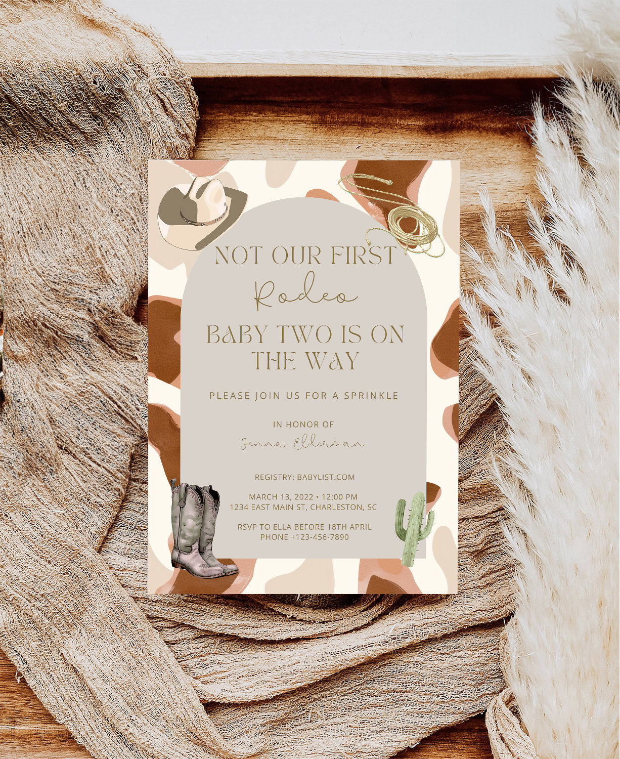 Not Her First Rodeo Baby Sprinkle Invitation Template, Not Our First ...