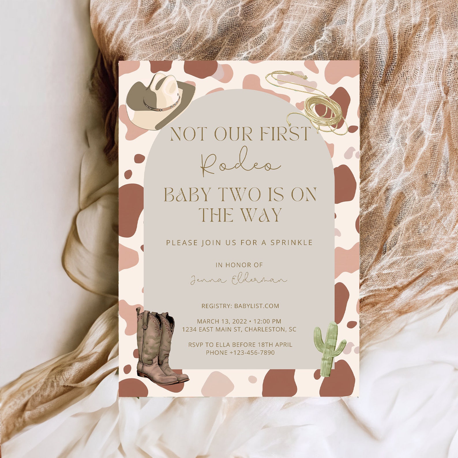 Not Her First Rodeo Baby Sprinkle Invitation Template, Not Our First ...